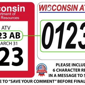 Custom ATV License Plate ****FREE SHIPPING**** **wisconsin Department ...