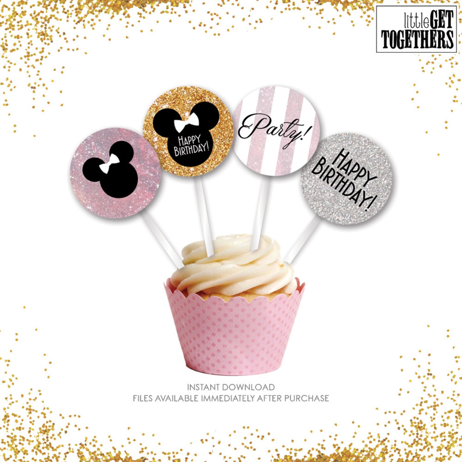 Minnie Mouse Classy Cupcake Toppers DIY Printable Print at Home Square ...