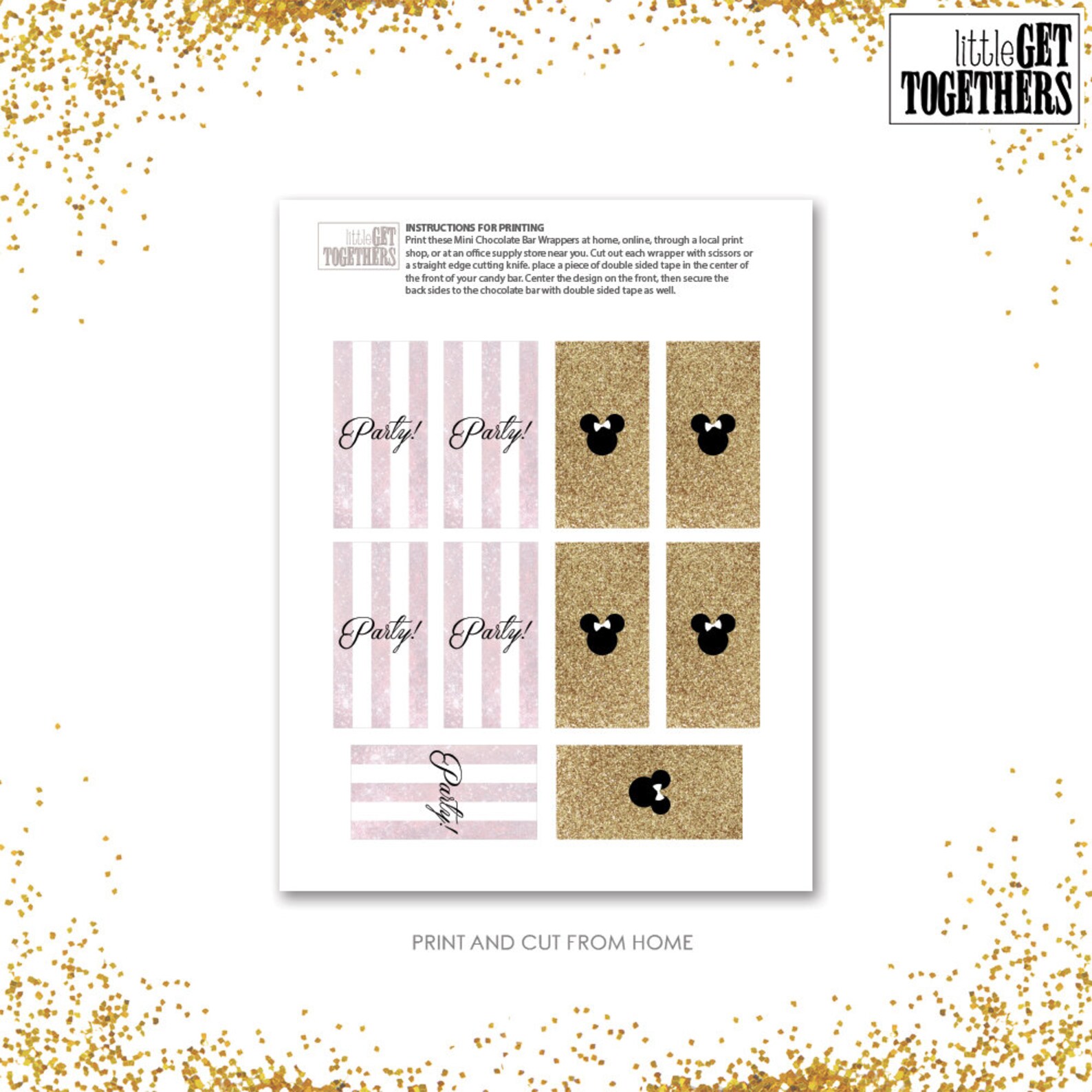 Minnie Mouse Classy Candy Chocolate Bar Wrapper - Mini Size - DIY ...