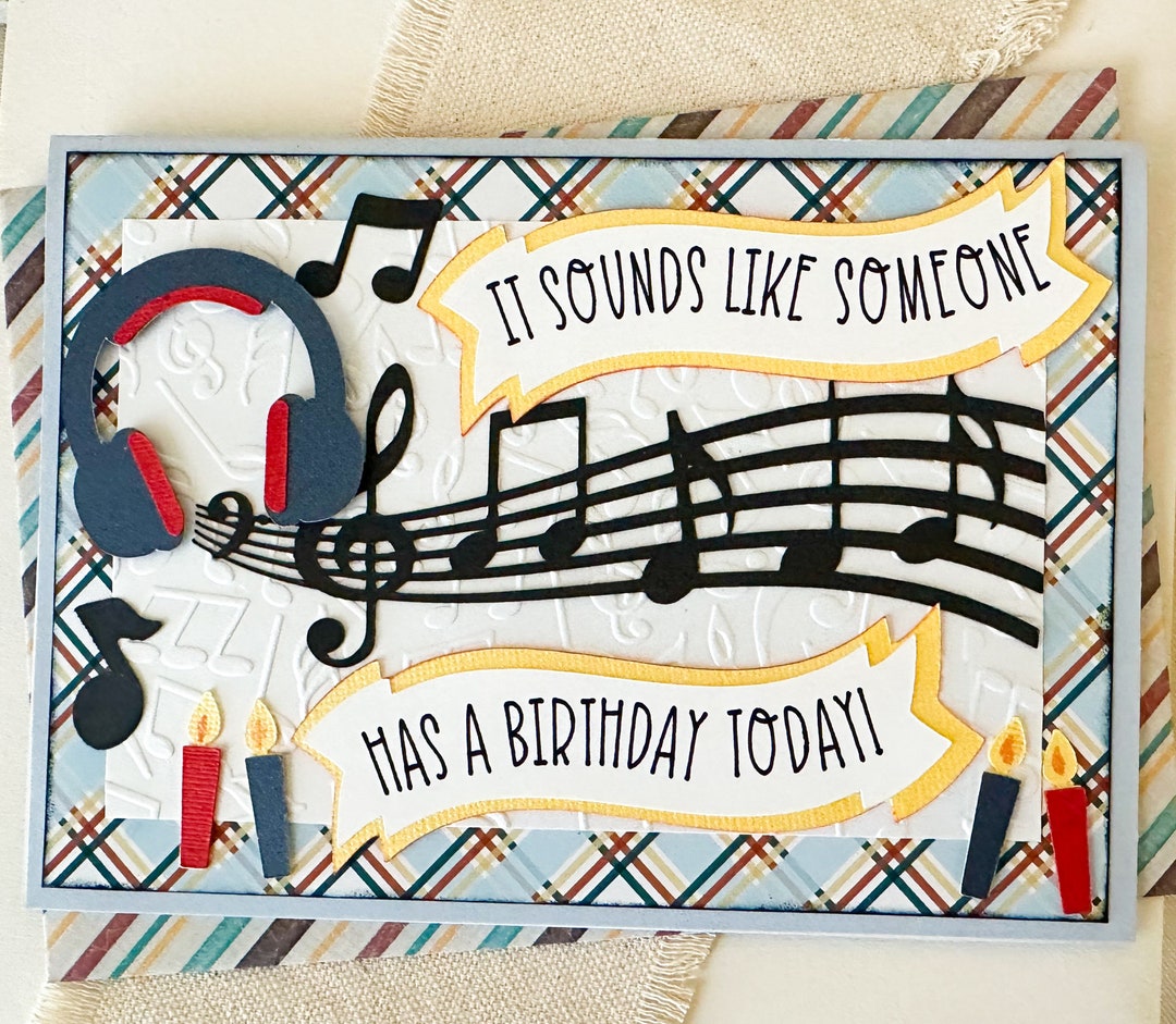 Music Birthday Card, Headphones Birthday Card, Music Themed Birthday ...