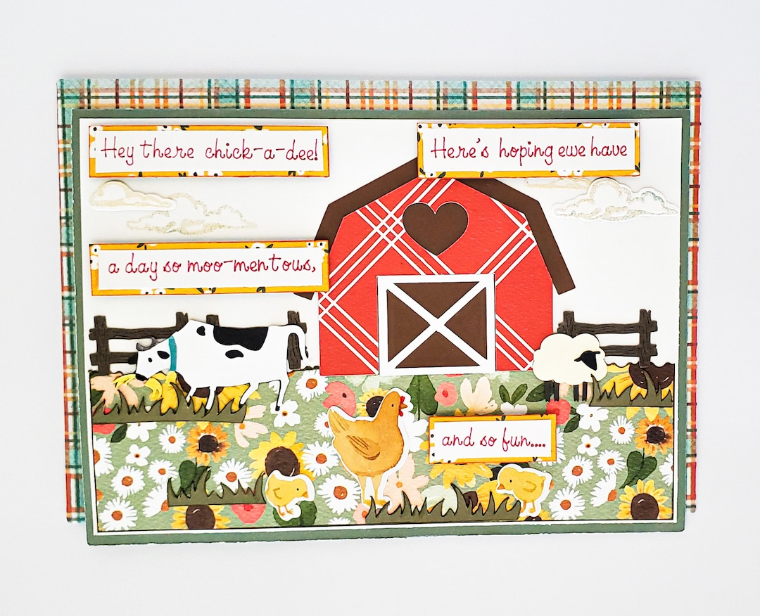 On the Farm Birthday Card, Farm Birthday Card, Farm Animals Card, Cute ...