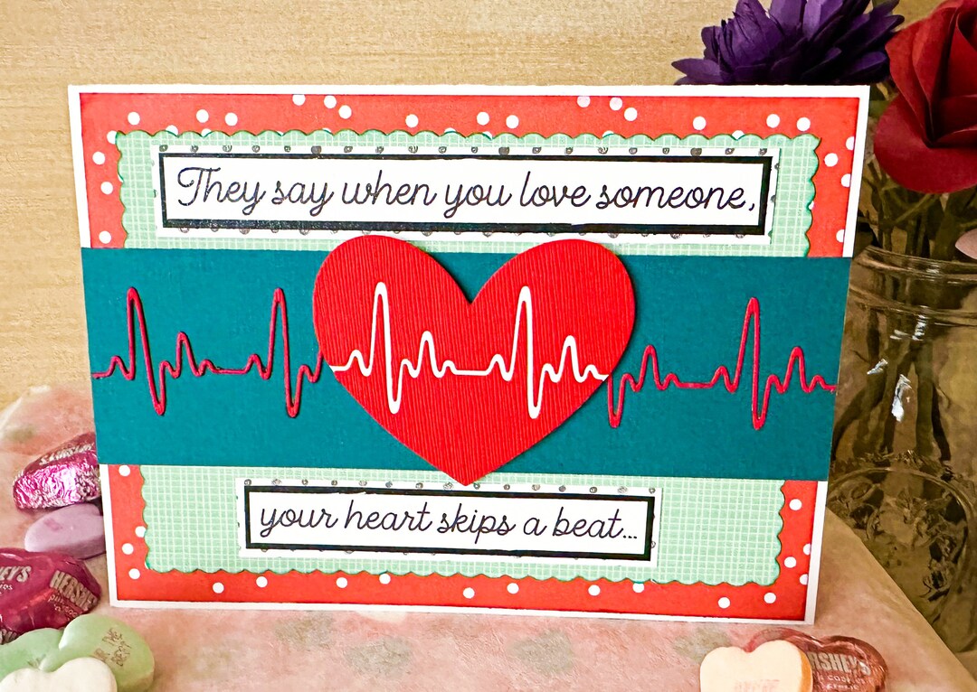 Heartbeat Valentine Greeting Card, EKG Valentine Card, Valentine for ...
