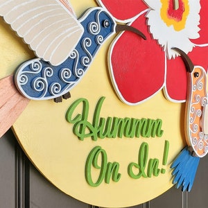 Hummingbird Door Sign, Hummingbird Welcome Sign, Floral Welcome Sign ...
