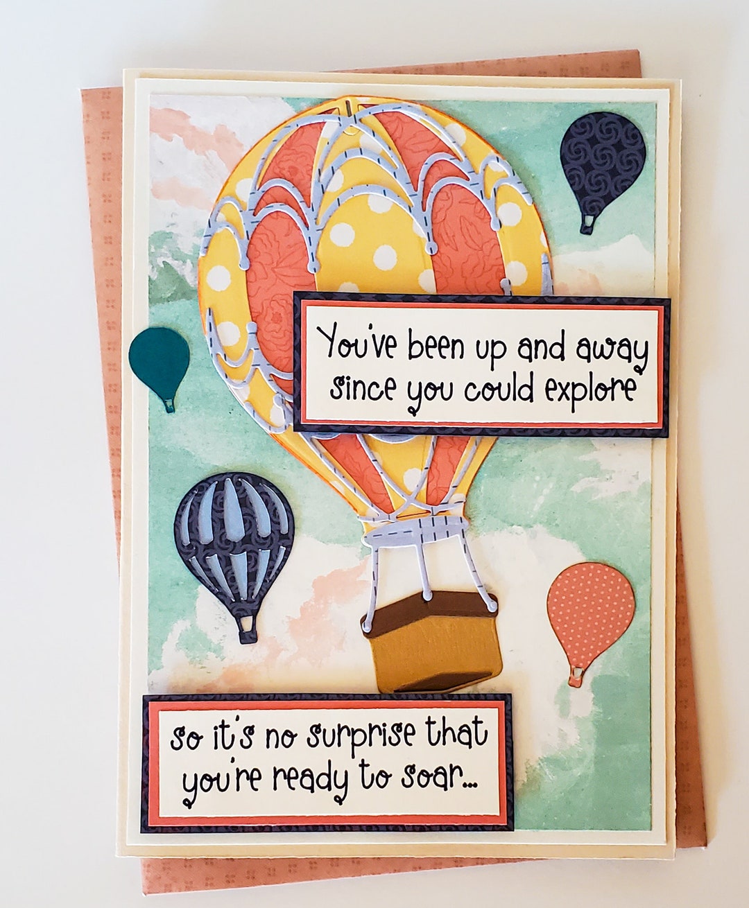 Hot Air Balloon Graduation Card, Balloon Card for Grad, High School ...