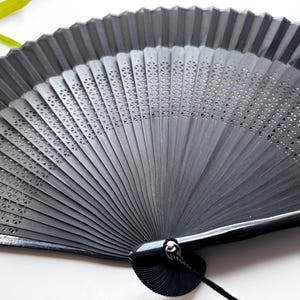Black Fabric Border Handheld Folding Hand Fan With a Pouch and a Box ...