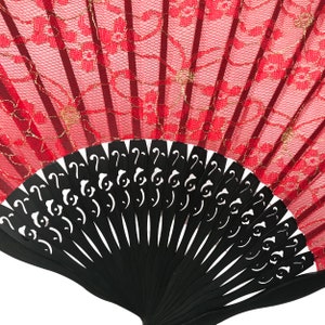 Vintage Red Lace Hand Fan Bamboo Ribs Folding Fans With a - Etsy UK