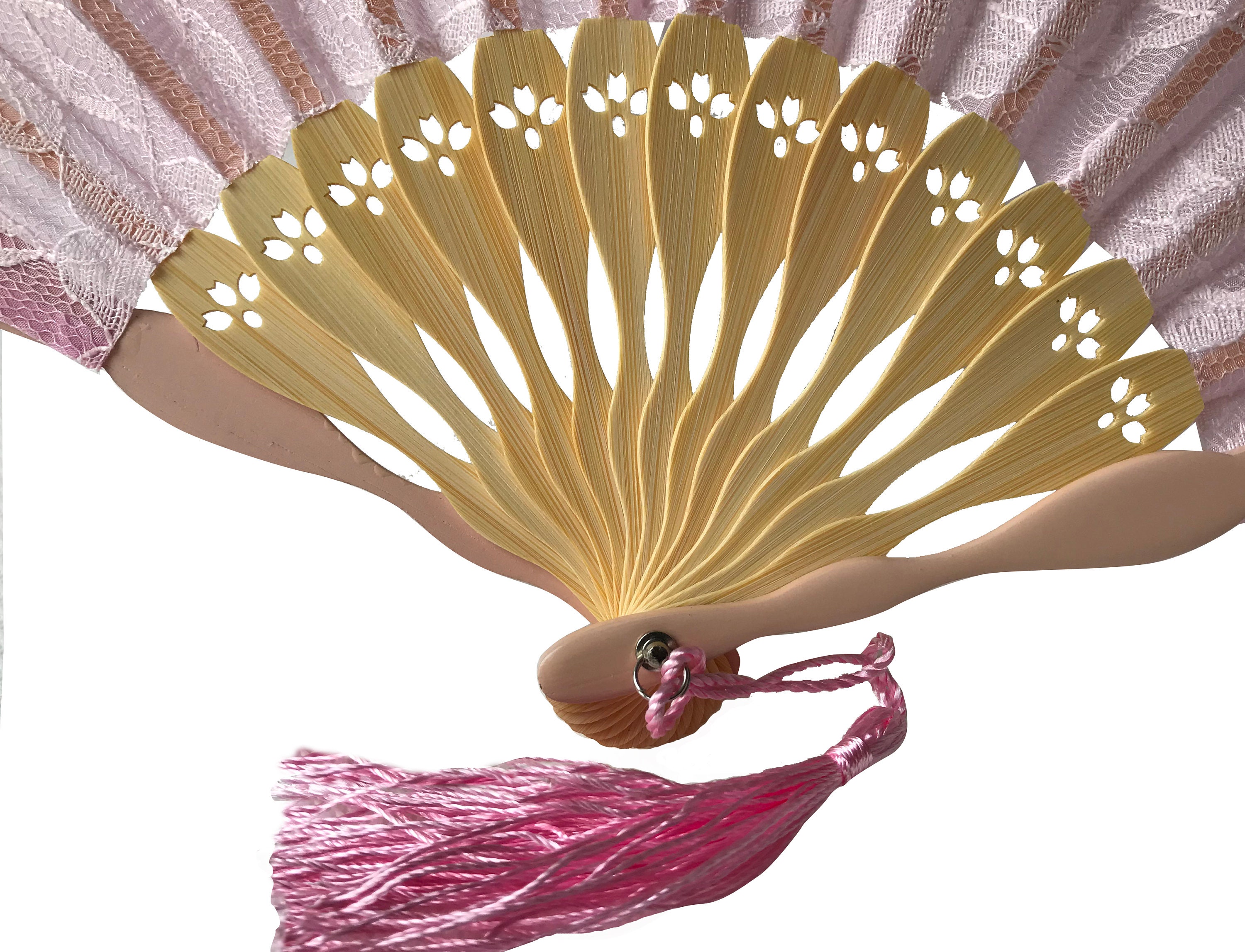 Vintage Pink Lace Hand Fan Bamboo Ribs Folding Fans With a - Etsy UK
