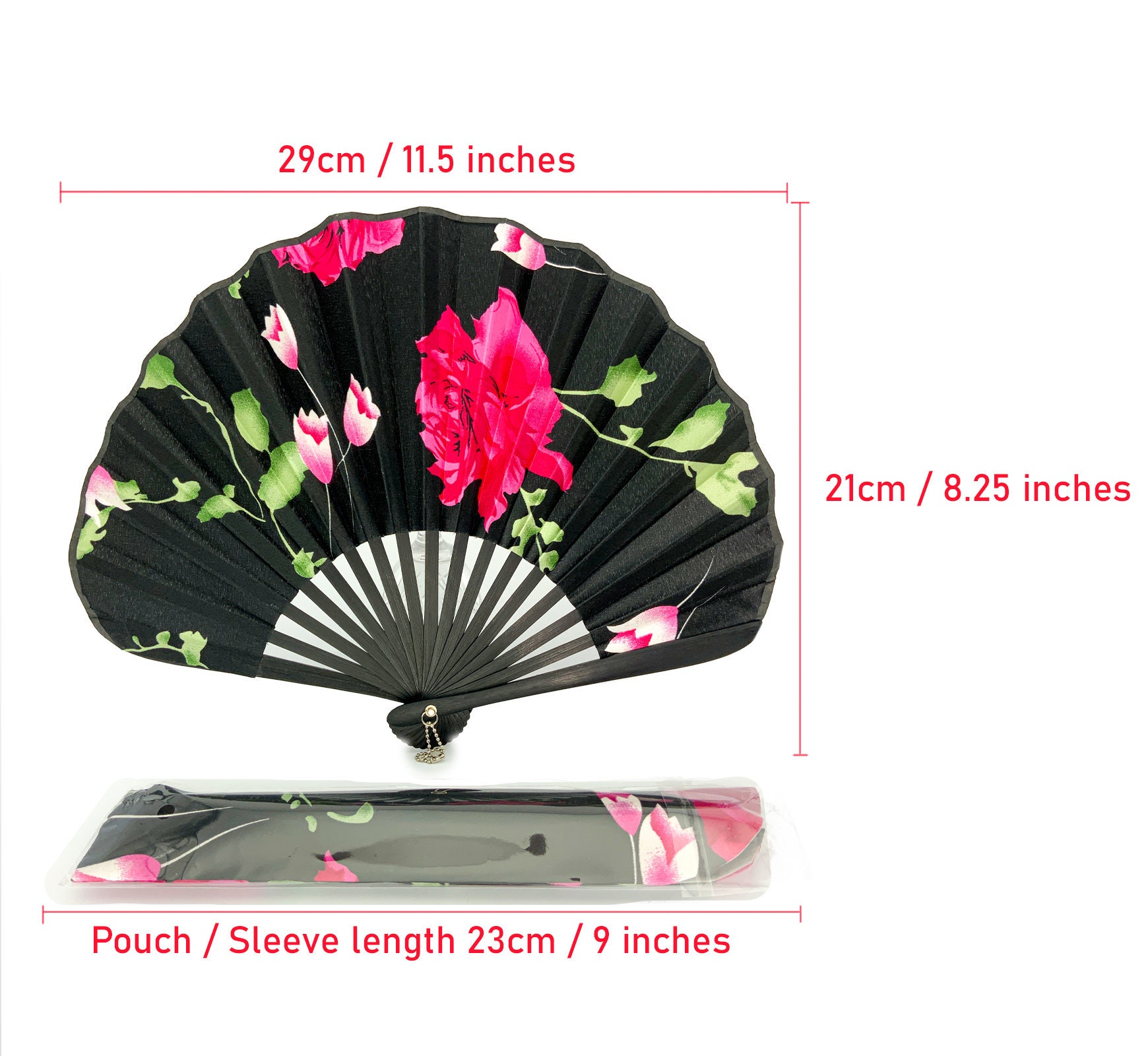 Black Hand Fan Ascot Style Hand Held Fan Foldable Handheld - Etsy UK