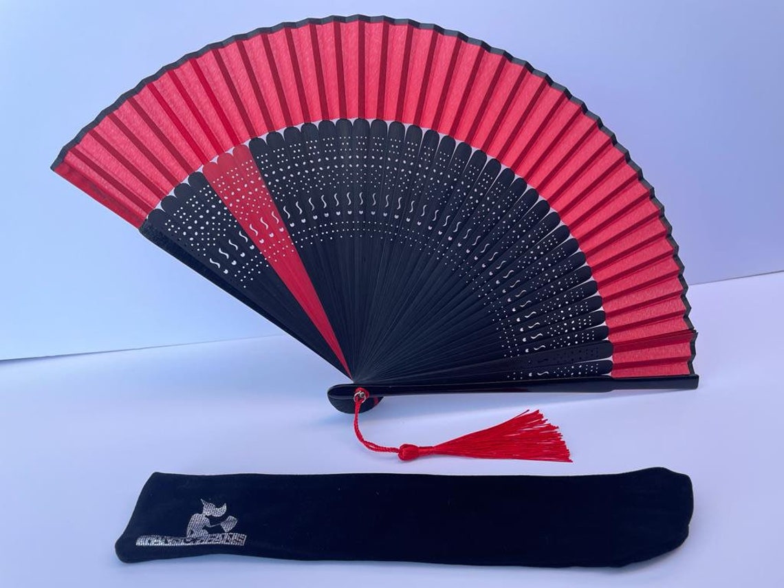 Red Silk Folding Hand Fan With Gift Box & Pouch - Etsy