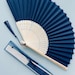 Dark Blue Handheld Folding Hand Fan With a Pouch and a Box Women Girls ...