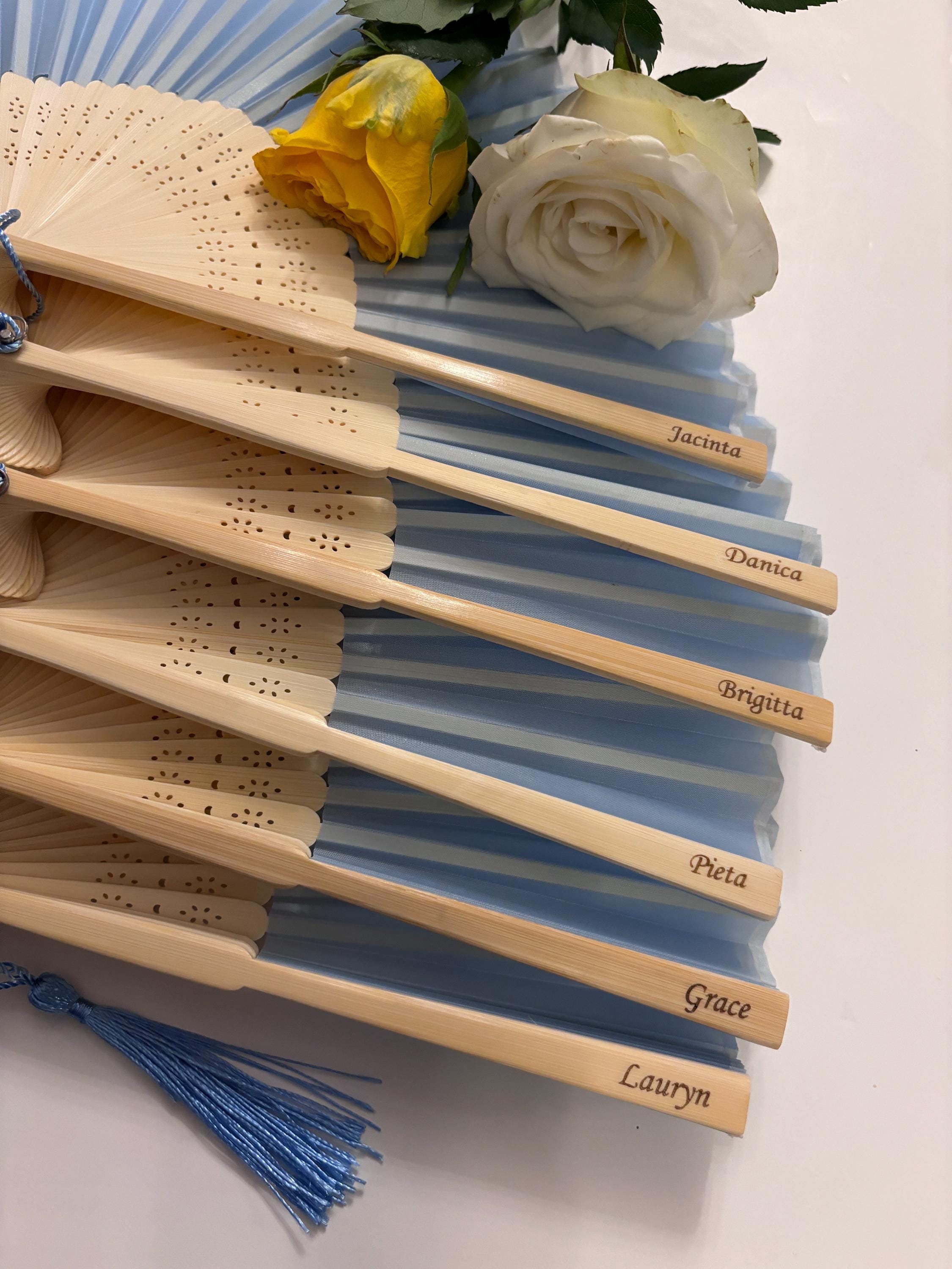Personalized Engraved Hand Fans: Bulk Wedding Favors, Custom Text - Etsy