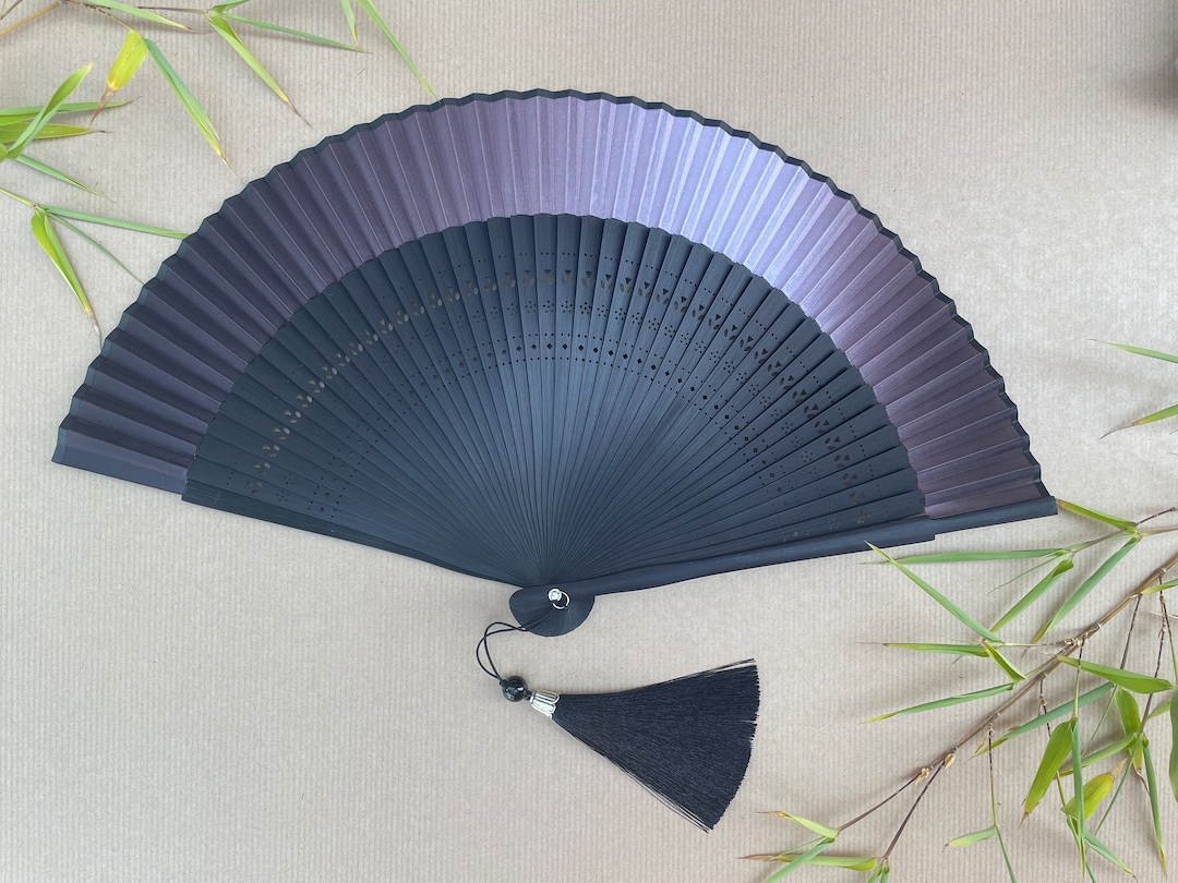 Brown Fabric Folding Hand Fan With Luxury Pouch and Optional Gift Box ...