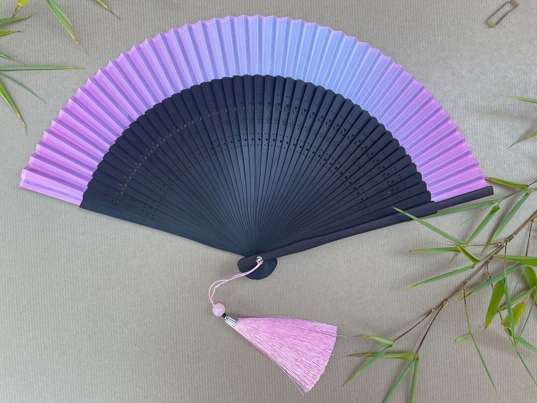 Light Pink Fabric Folding Hand Fan With Pouch & Gift Box - Etsy