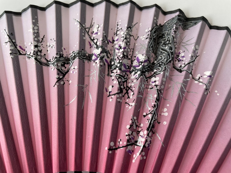 Pink Shade Tokyo Blossom Hand Fan: Pink Silk Fabric, Bamboo Ribs - Etsy