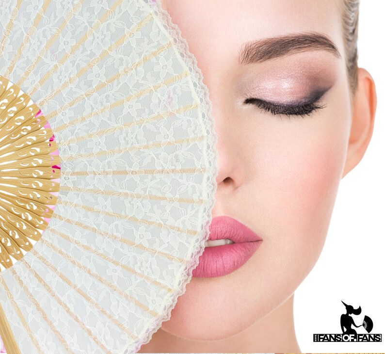 Vintage White Lace Hand Fan Bamboo Ribs Folding Fans With a | Etsy