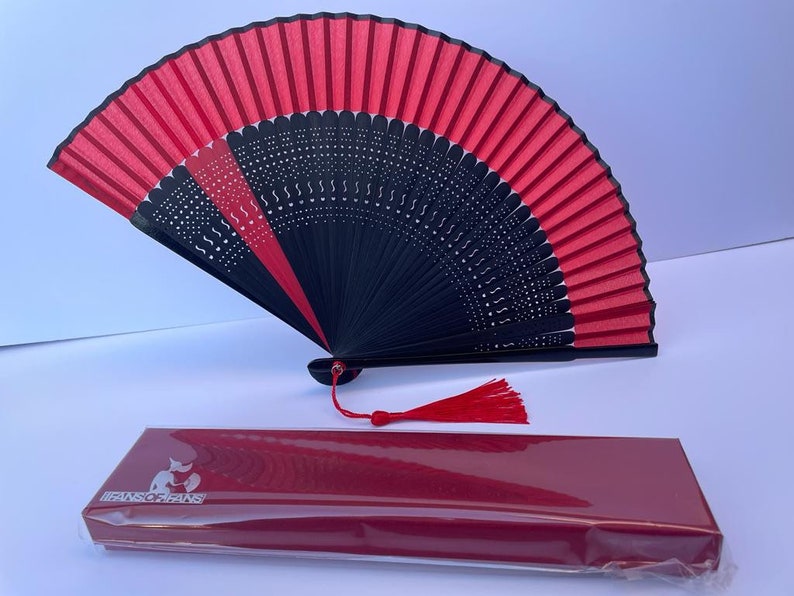 Red Silk Folding Hand Fan With Gift Box & Pouch - Etsy