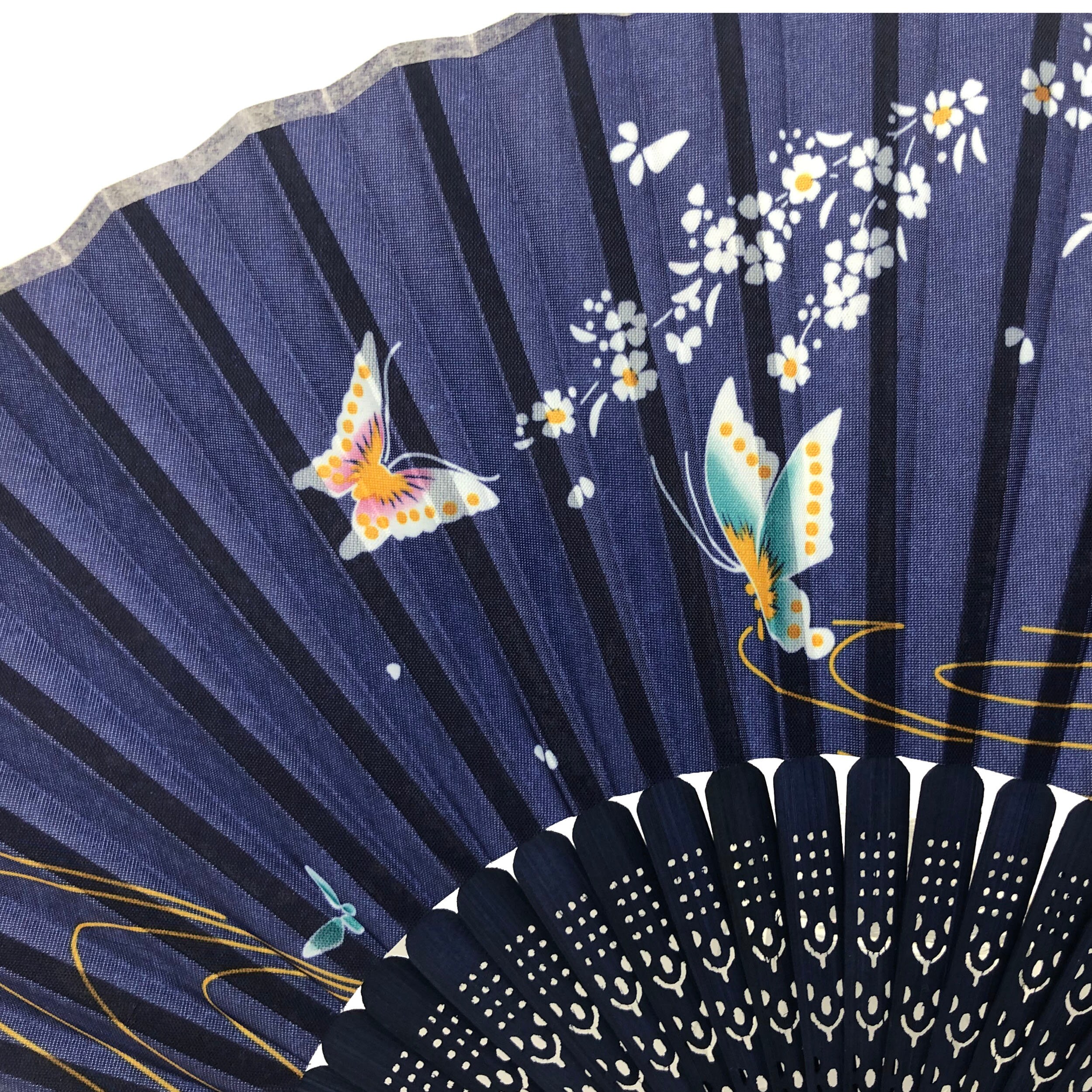 Blue Silk Fabric Dark Blue Bamboo Ribs Hand Held Fan With a - Etsy UK