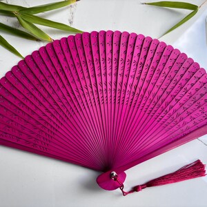 HIGH QUALITY Hand Fan Dragonfly Pattern Engraved Deep Pink Hand Fan ...