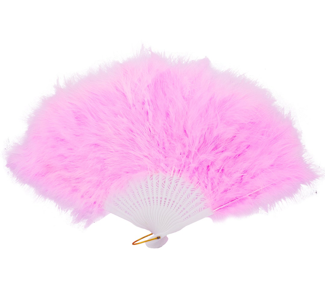 Marabou Pink Feather Hand Fan 45cm Fancy Dress Wedding Party - Etsy UK