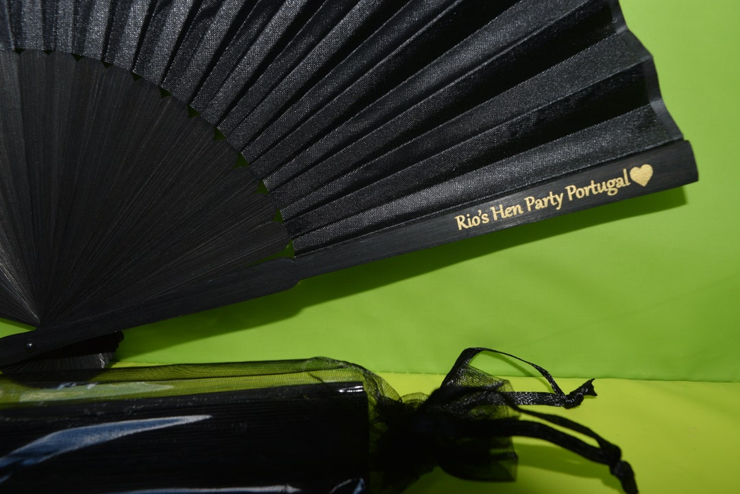 Personalized Black Satin Hand Fans: Wedding Party Favors (set of 10) - Etsy