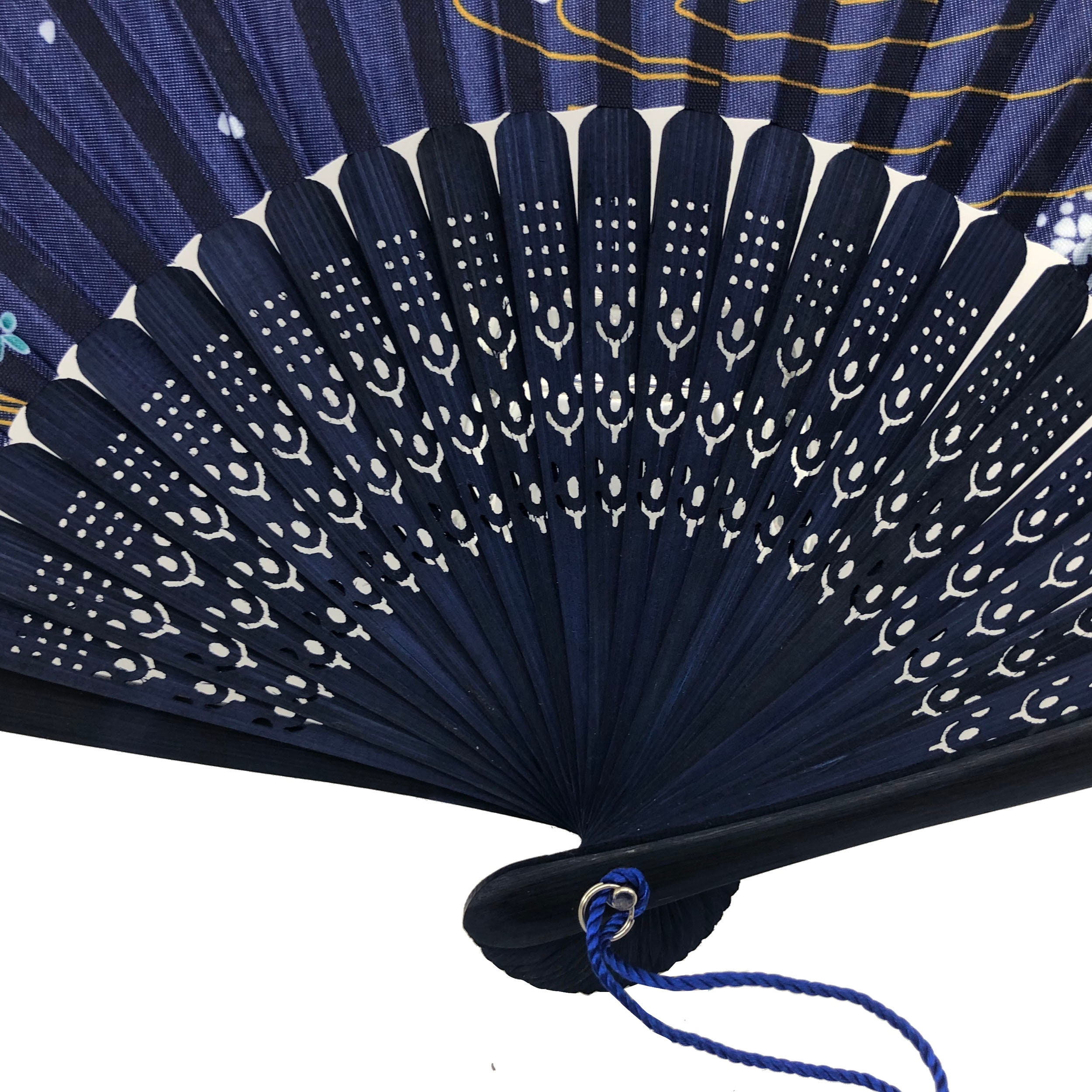 Blue Silk Fabric Dark Blue Bamboo Ribs Hand Held Fan With a - Etsy UK