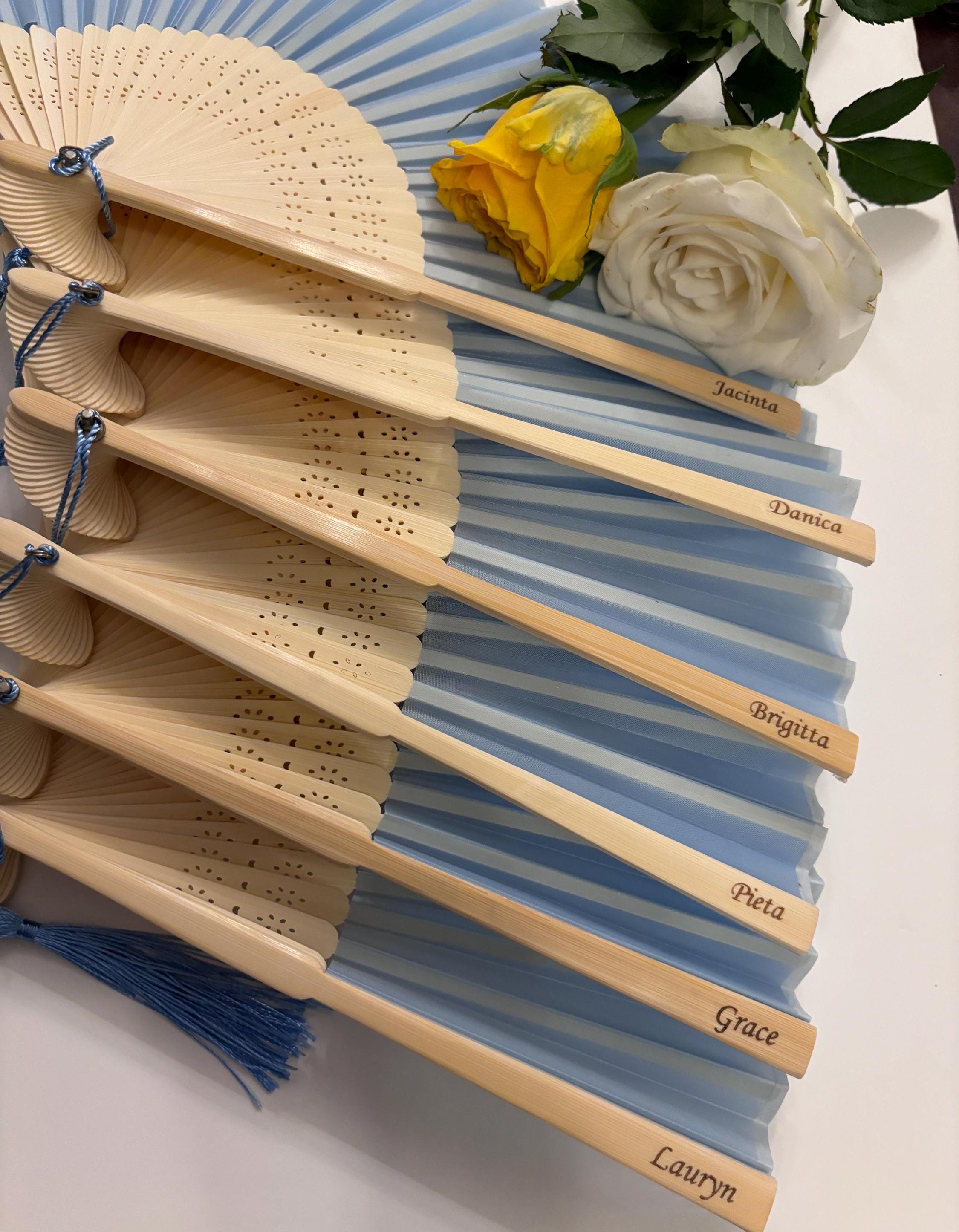Personalized Engraved Hand Fans: Bulk Wedding Favors, Custom Text - Etsy