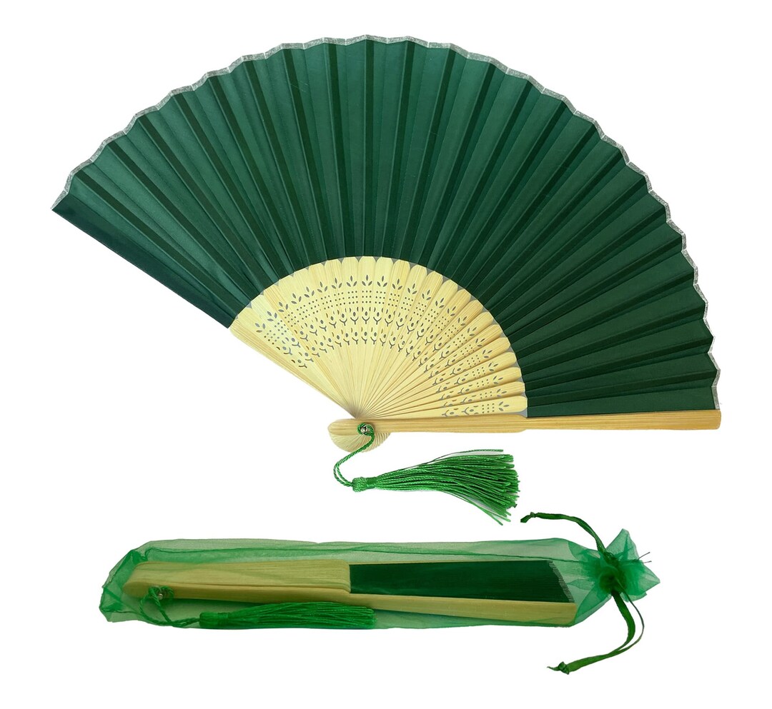 Emerald Green Colour , Dark Fur Green , Forest Green Fabric Fan With a ...