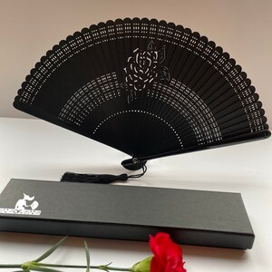HIGH QUALITY RARE Wooden Rose Patterns Engraved Hand Fan With a Gift ...