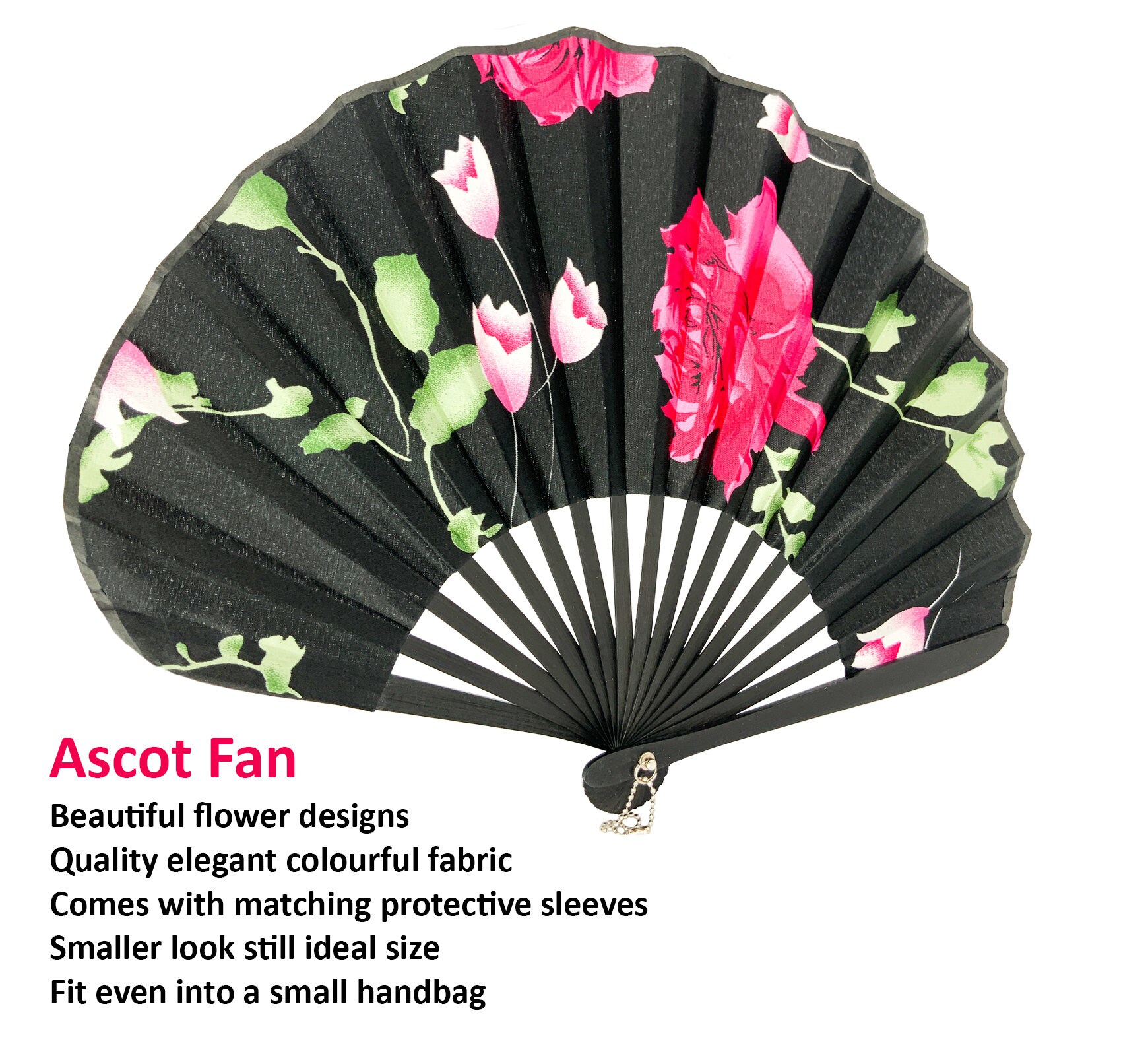 Black Hand Fan Ascot Style Hand Held Fan Foldable Handheld - Etsy UK