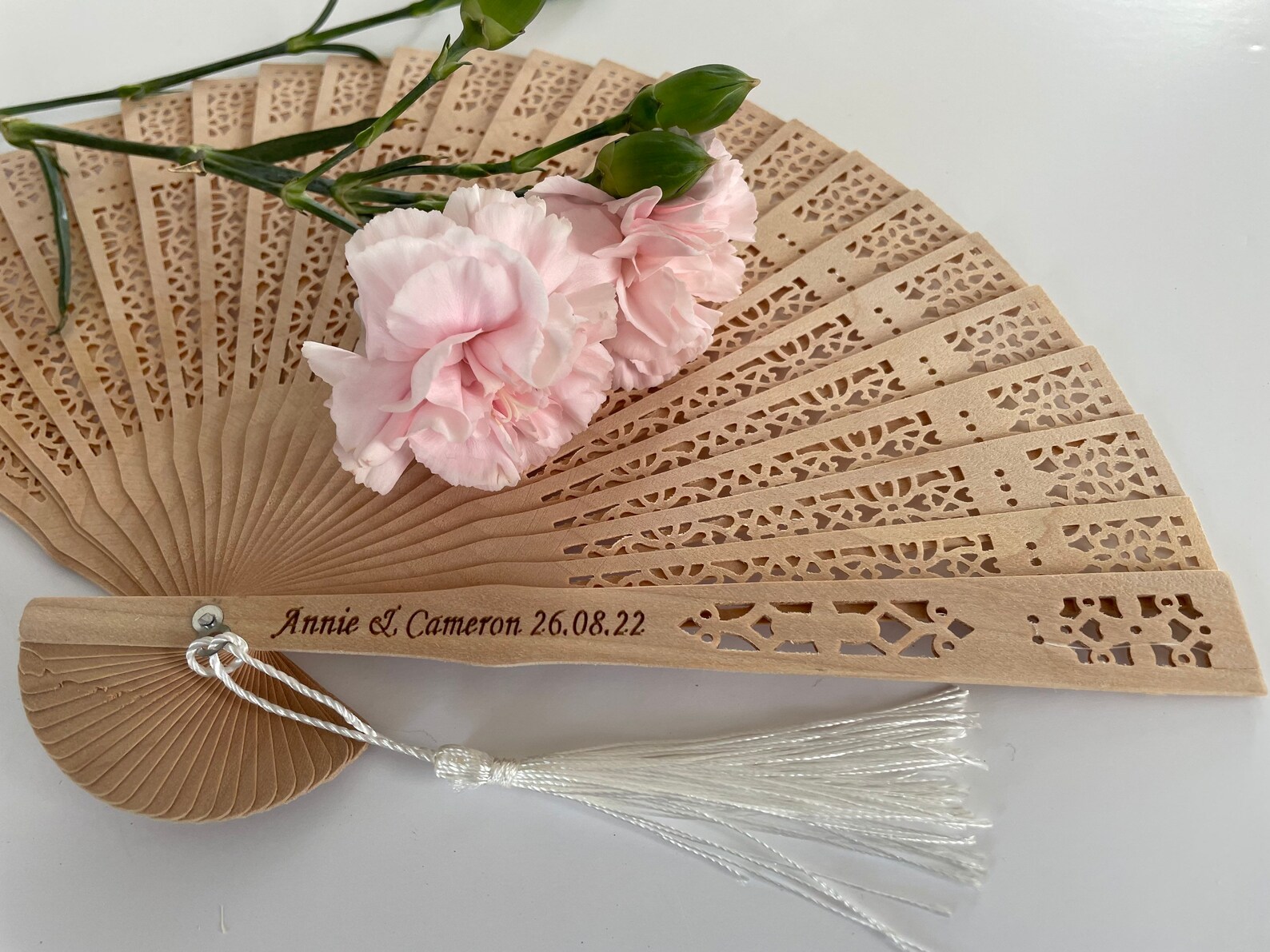 Engraved Personalised Wooden Hand Fans Pack of 10 Wedding - Etsy UK