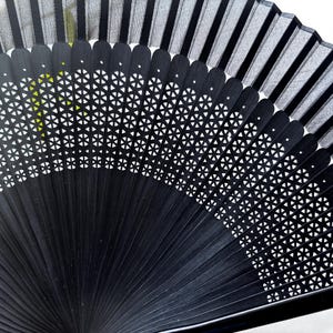 Black Fabric Border Handheld Folding Hand Fan With a Pouch and a Box ...