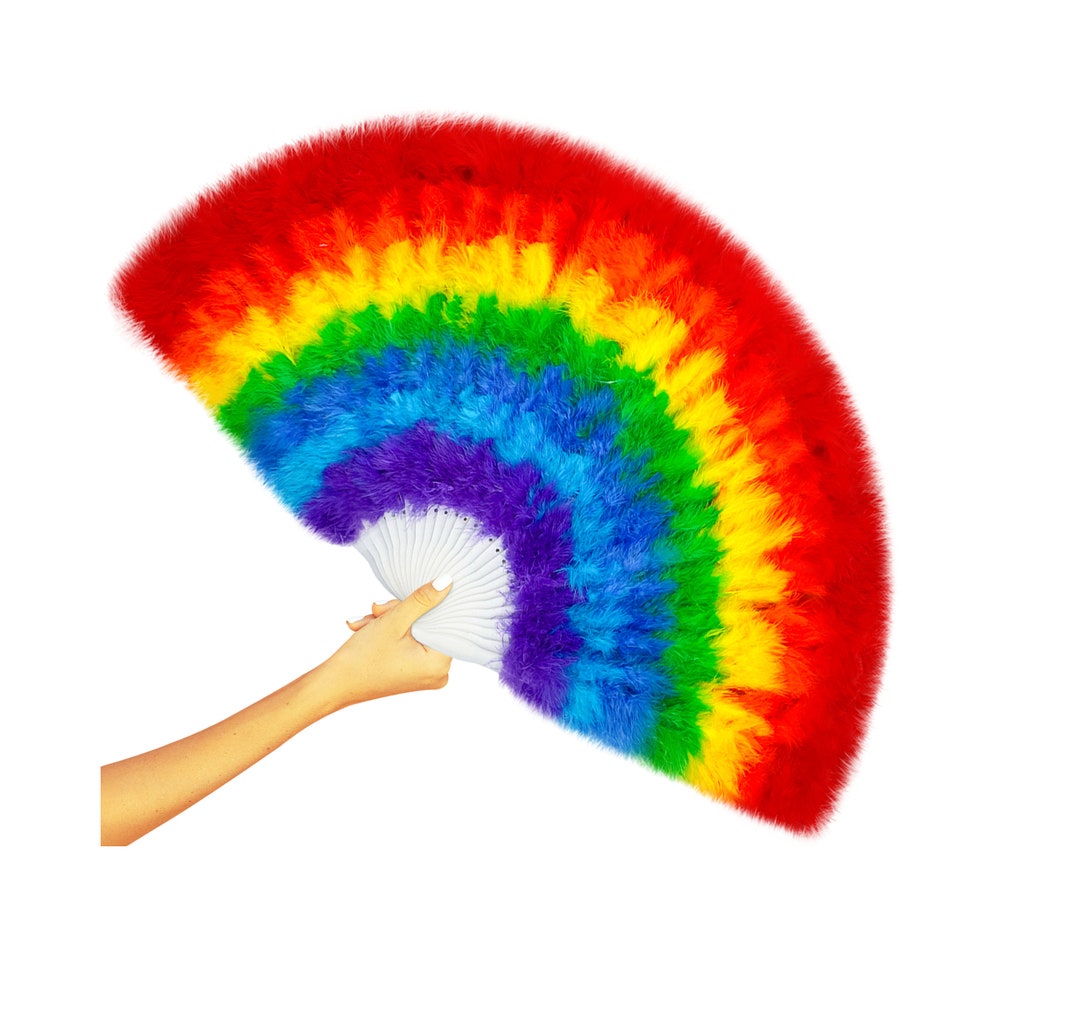 Rainbow Feather Fans Fancy Dress Wedding Party Dance Outdoor Photoshoot ...
