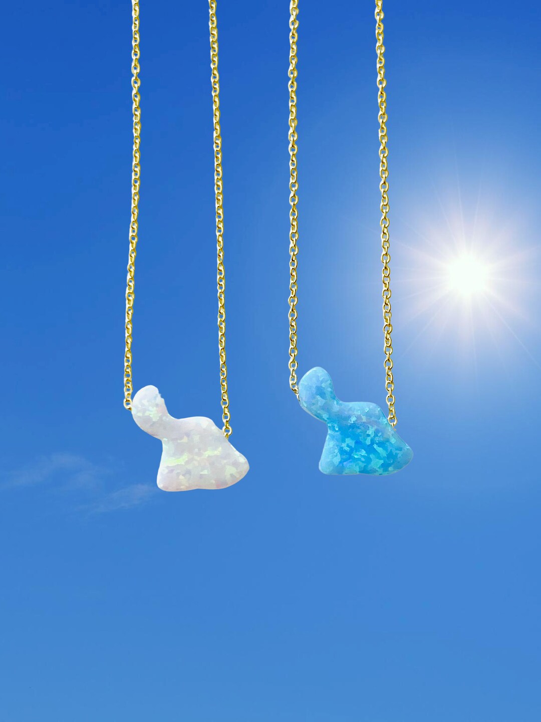 Maui Island Necklace, Opal Hawaii Jewelry, Silver Gold Vermeil - Etsy