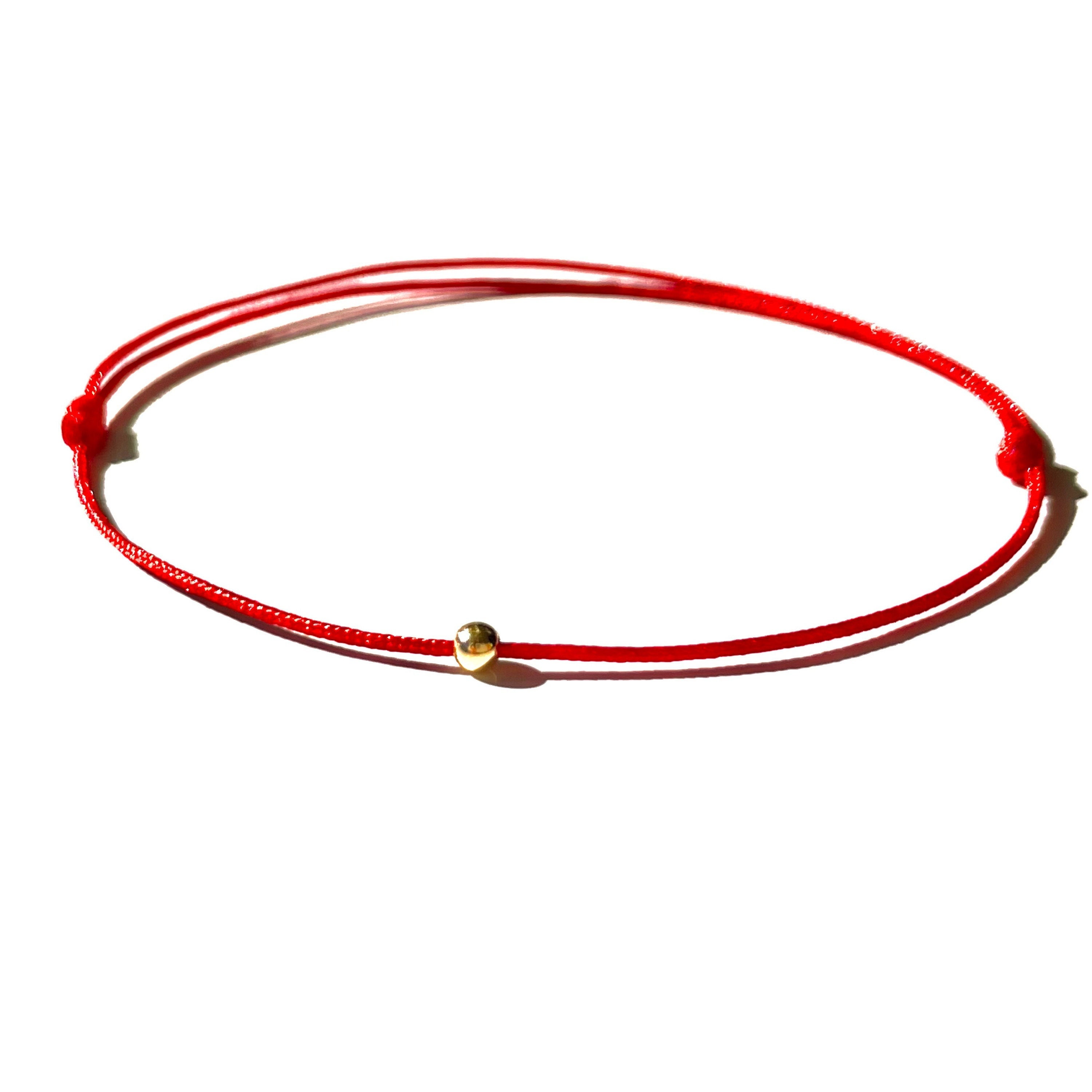Handmade 18k gold Kabbalah red string protection skinny cord bracelet for good luck and prosperity waterproof made to your size Hilo Rojo Etsy