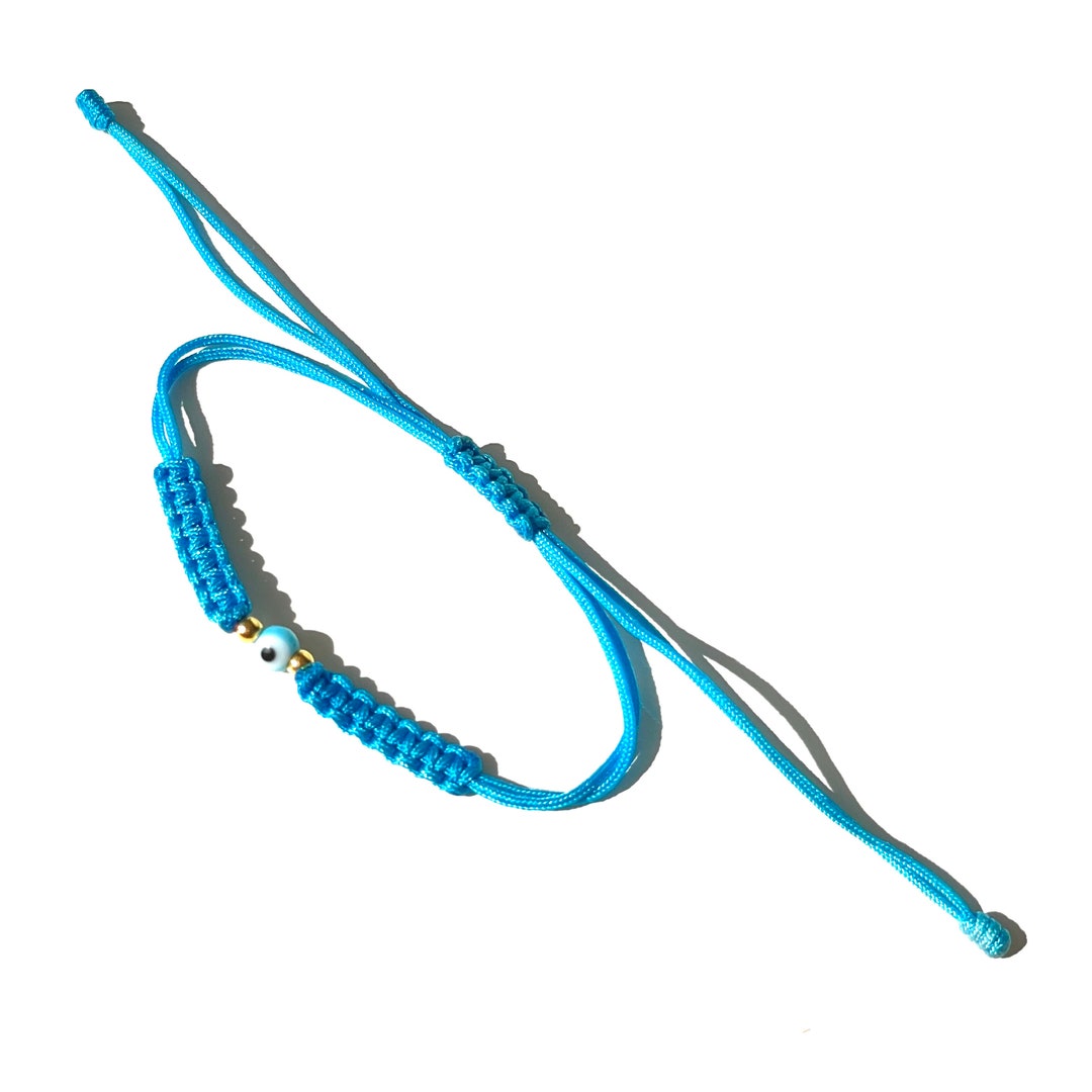 Evil Eye Turquoise Color String Bracelet With Gold-filled Accent Beads ...