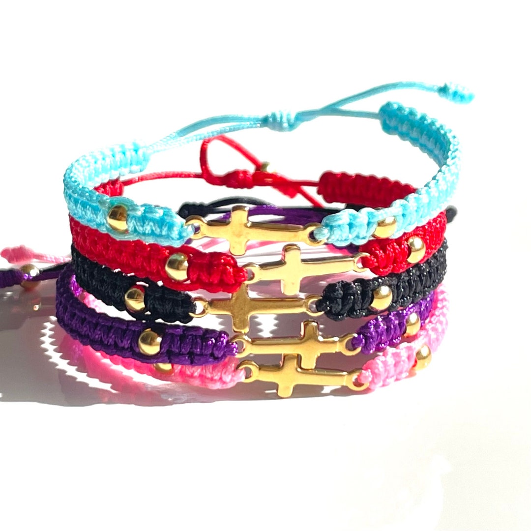 Goldfilled Cross Protective String Bracelets for Baby Kid Woman in Red ...