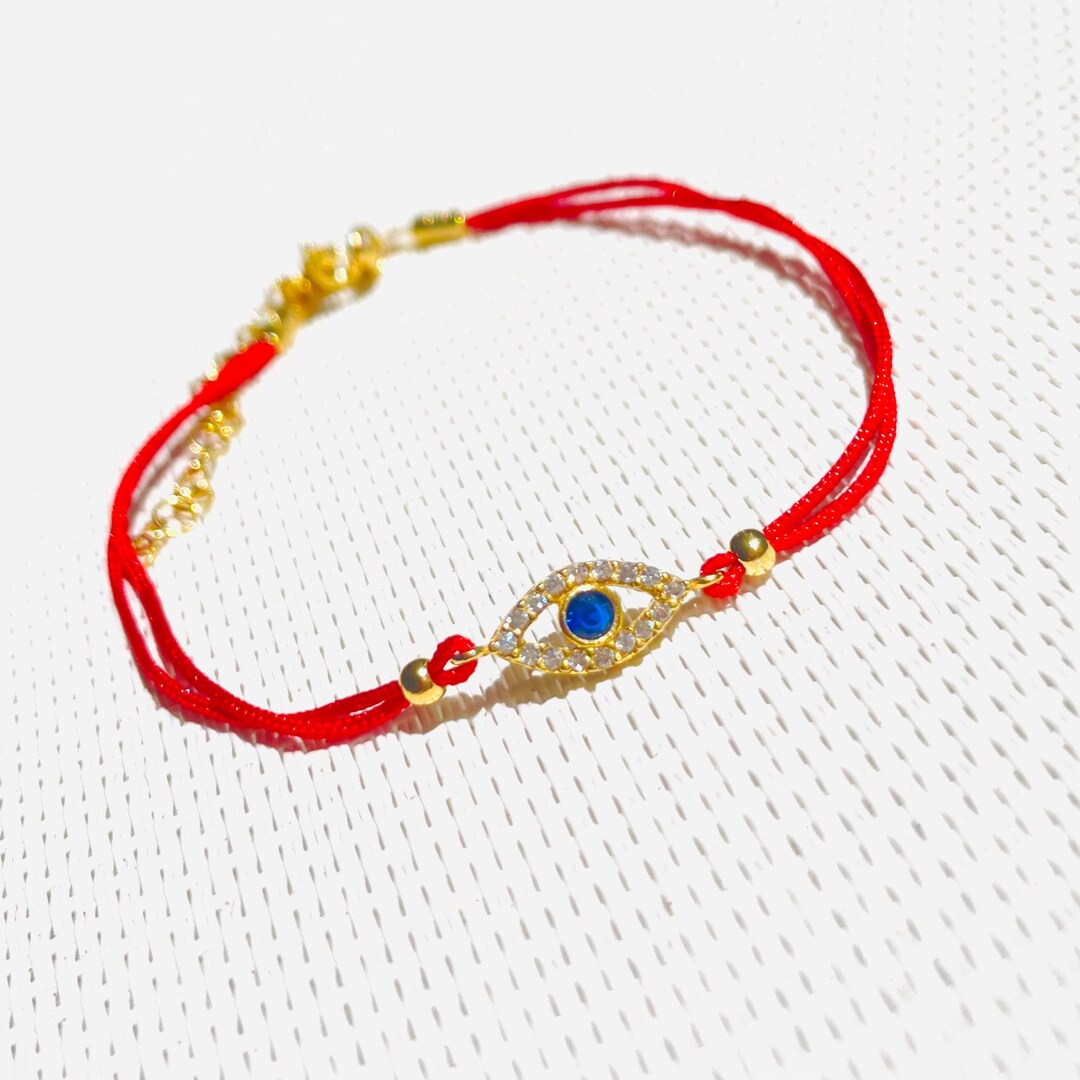 Evil Eye Red Bracelet With Zirconia Handmade-protection-jewelry by ...