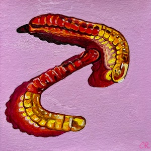 Candy Worms Painting, Red and Yellow Candy, Haribo, Original Still Life ...