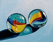Marble Ball Painting Shiny Glass Ball Original Acrylic - Etsy