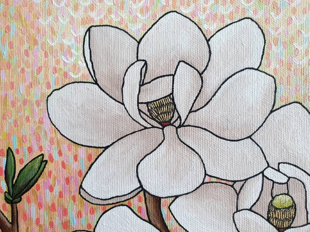 Magnolia Painting Flower Painting Floral Painting Original | Etsy
