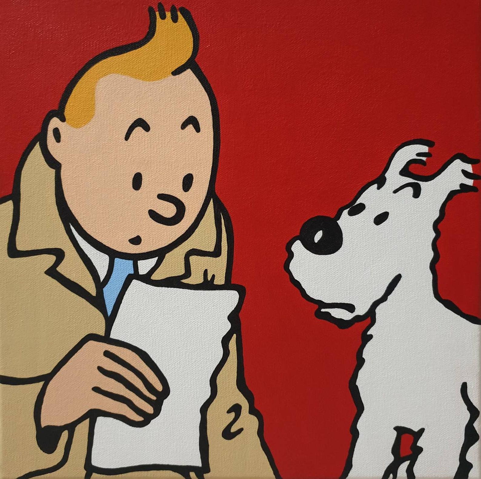 Tintin and Milou Snowy Painting Tintin Comic Painting 8x8 | Etsy