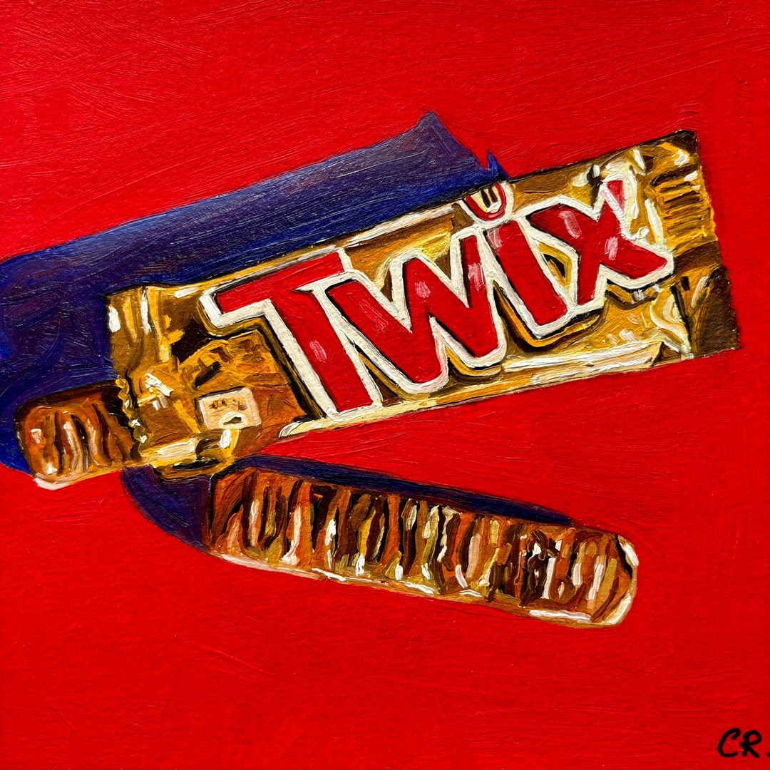 Twix on Red Original Oil Painting, Chocolate Bar, Original Still Life ...