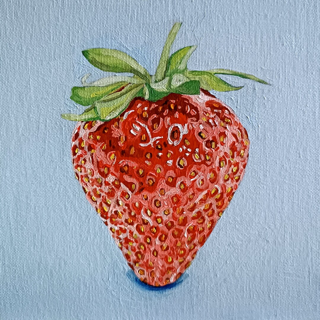 Strawberry Original Oil Painting, Strawberry Still Life Painting, 8x8 ...