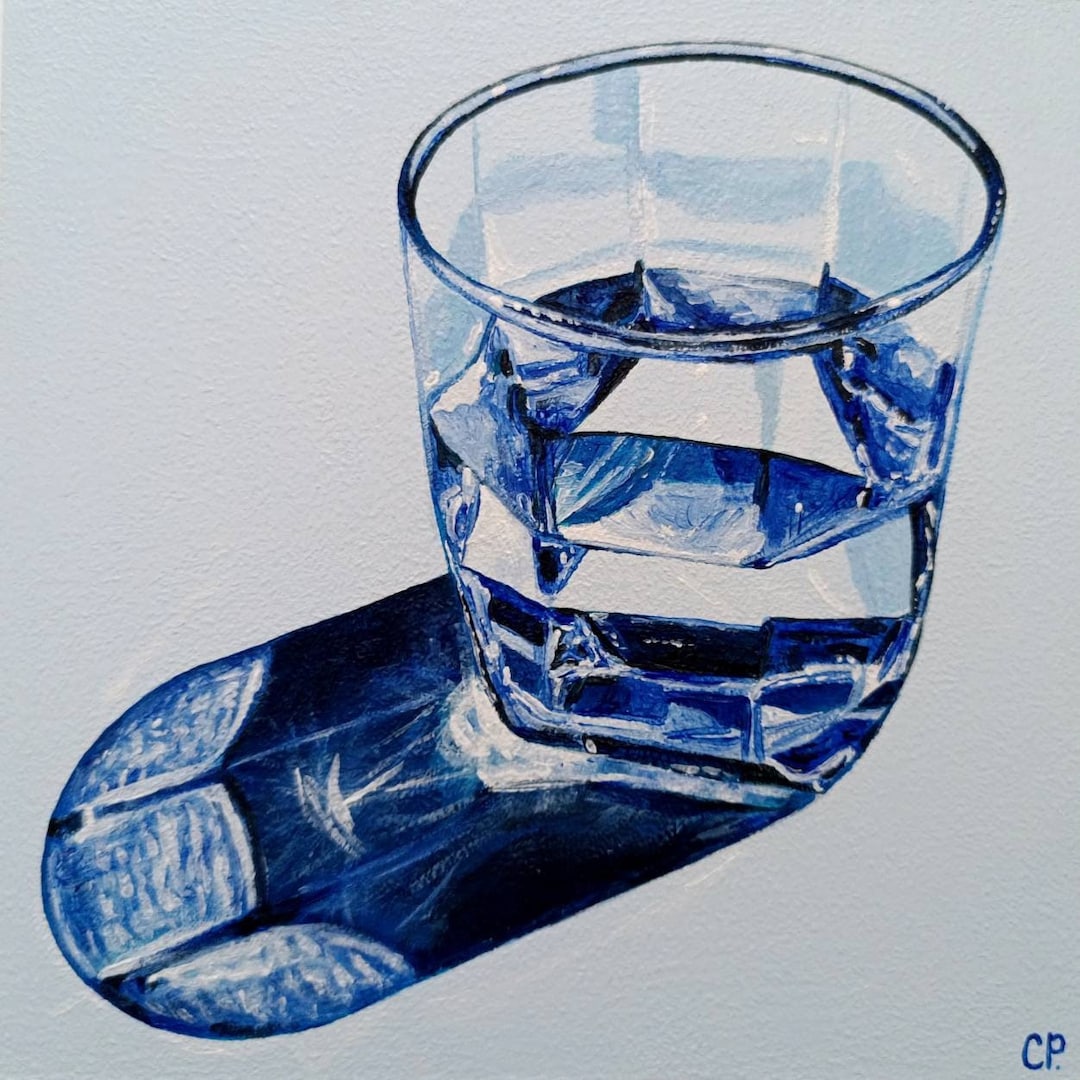 Water Painting, Glass of Water Painting, Original Still Life Painting ...