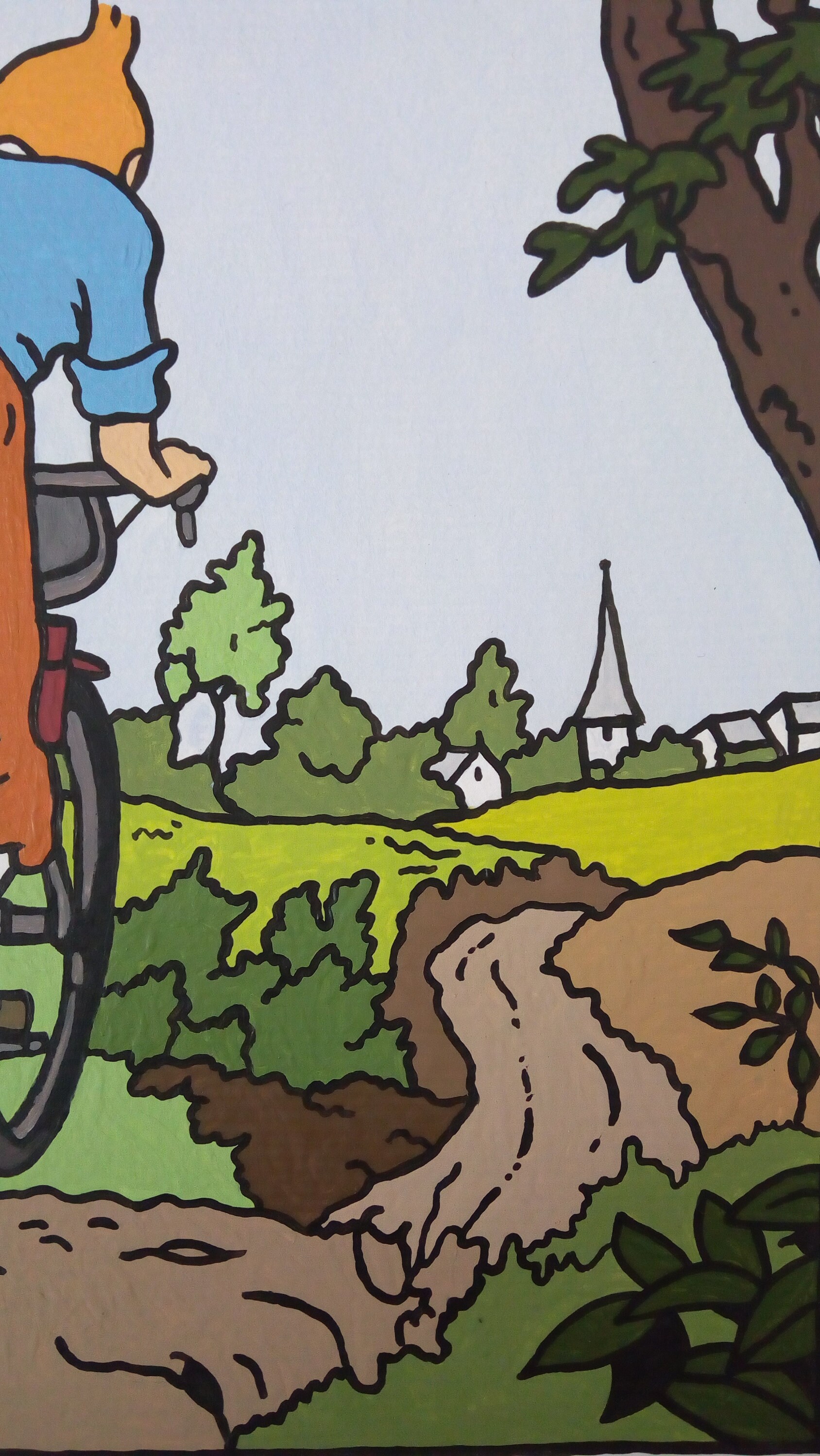 Tintin and Milou (snowy) Landscape Painting, Tintin Comic Painting ...