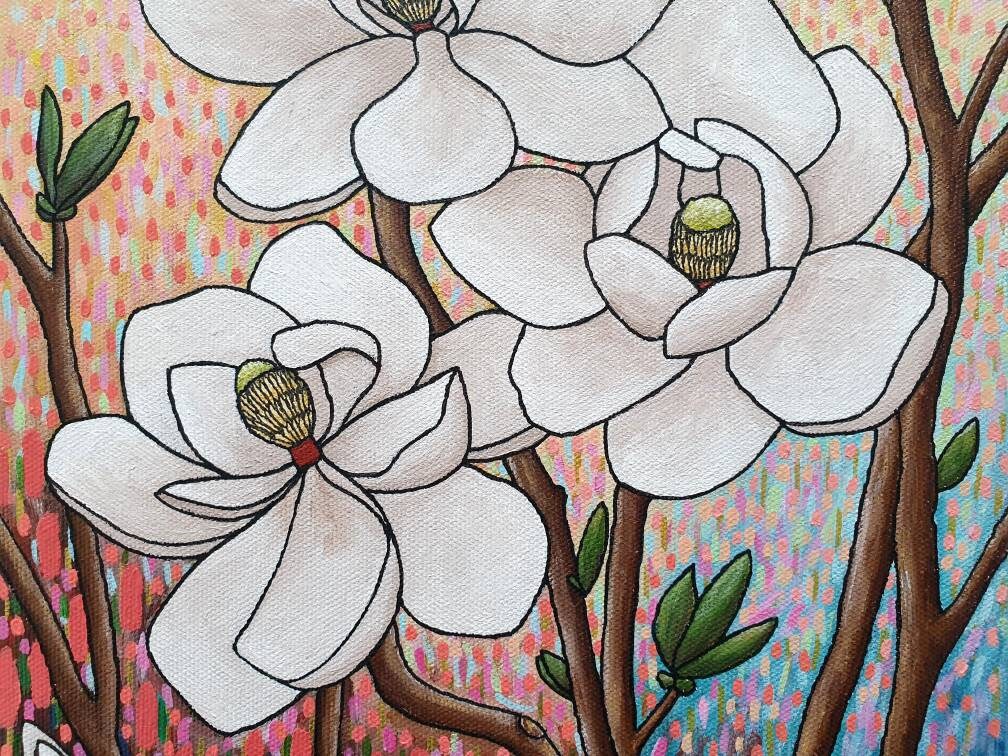 Magnolia Painting Flower Painting Floral Painting Original | Etsy