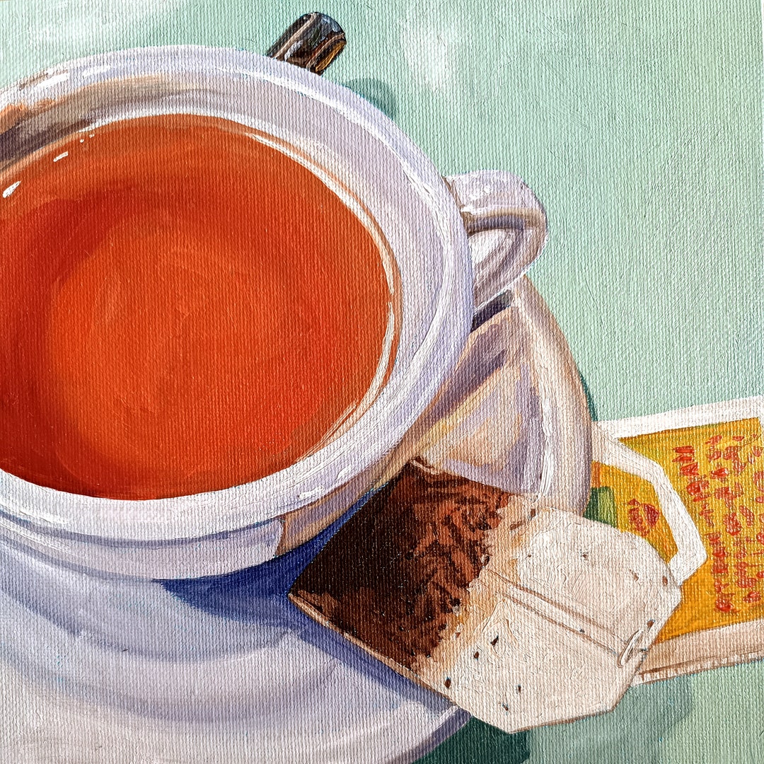 Tea Painting, Cup Painting, Original Oil Still Life Painting, Kitchen ...