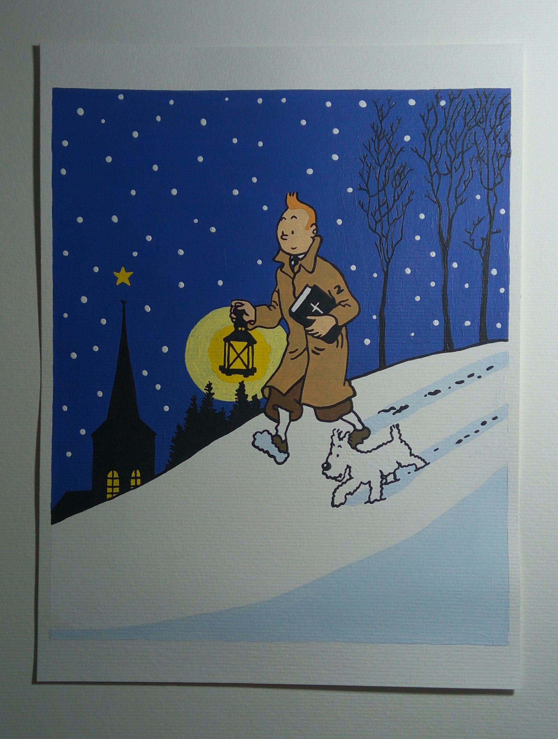 Tintin Snowy Painting Tintin Drawing Tintin and Milou | Etsy
