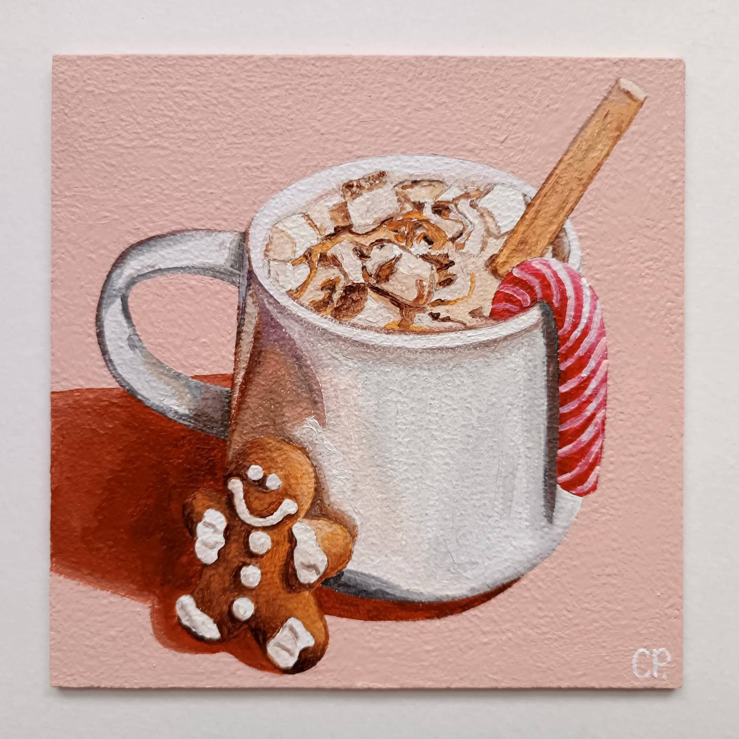 Christmas Hot Chocolate Candy Cane Painting Original Still - Etsy