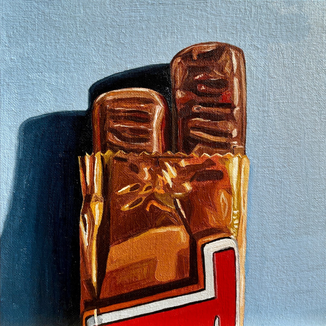 Twix on Blue Original Oil Painting, Chocolate Bar, Original Still Life ...